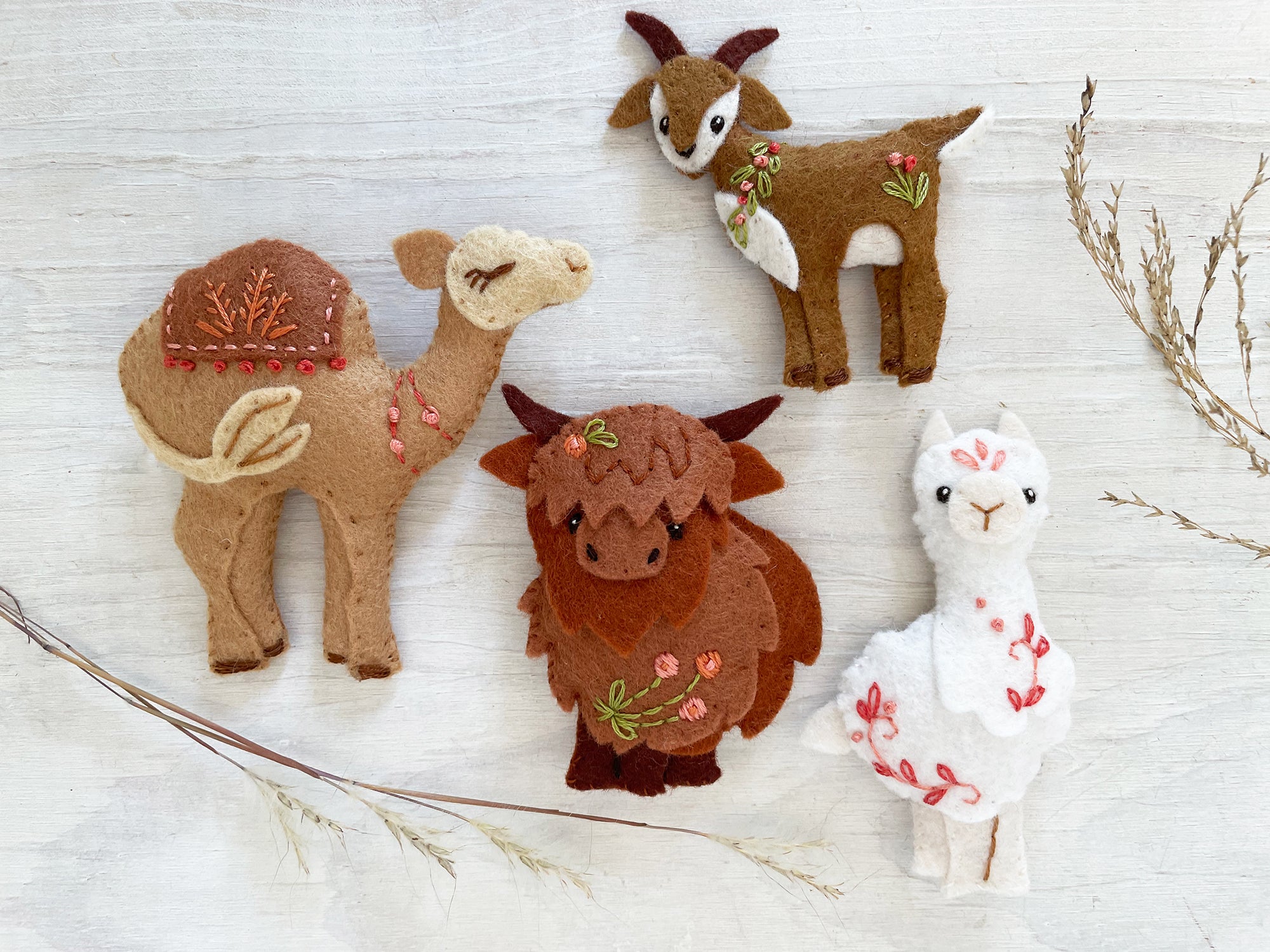 Domestic Beasts Felt Animals Plush Sewing Pattern, Camel, Goat, Alpaca ...