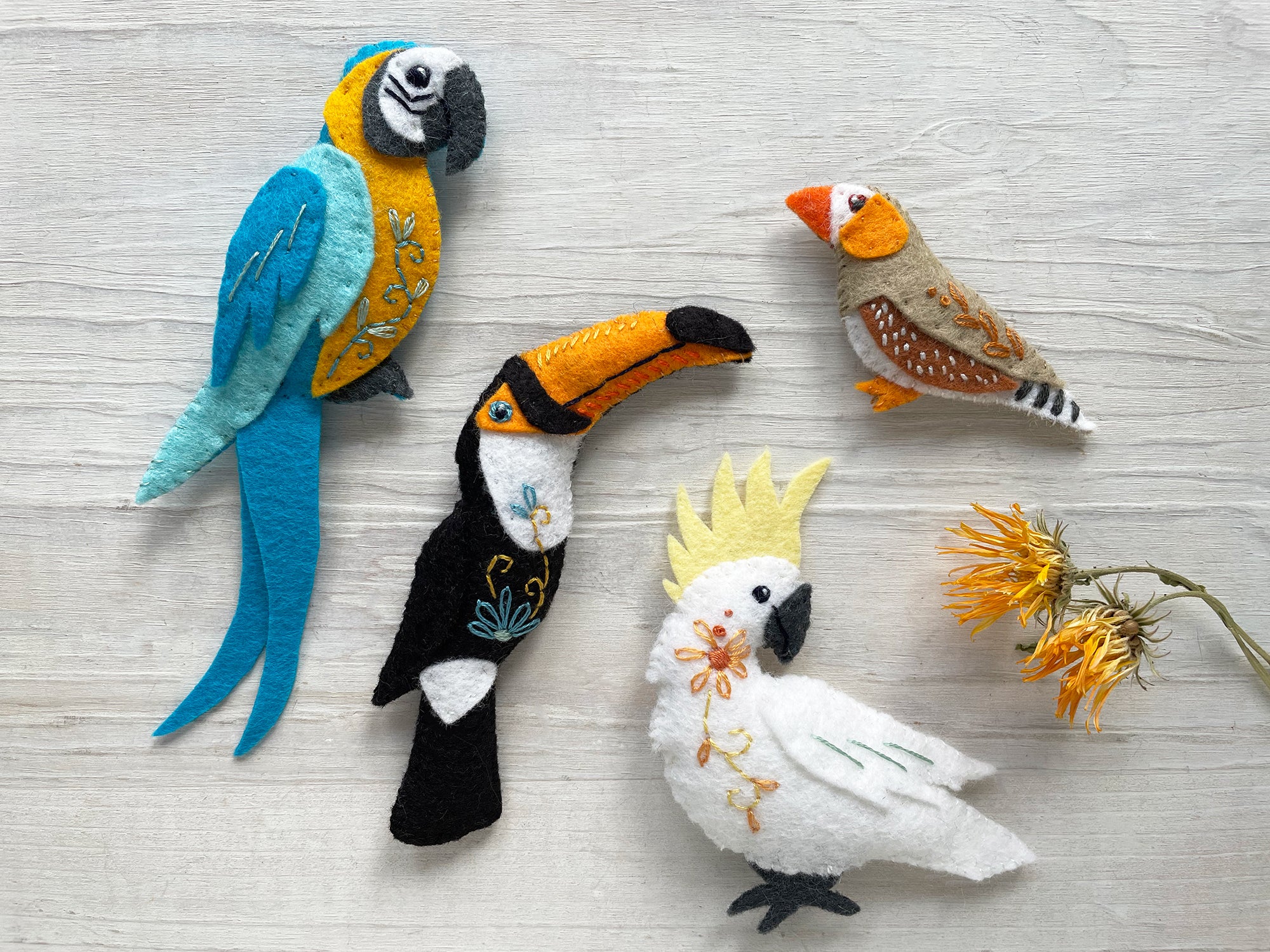 Tropical Birds felt animals Sewing Pattern – Little Dear Shop