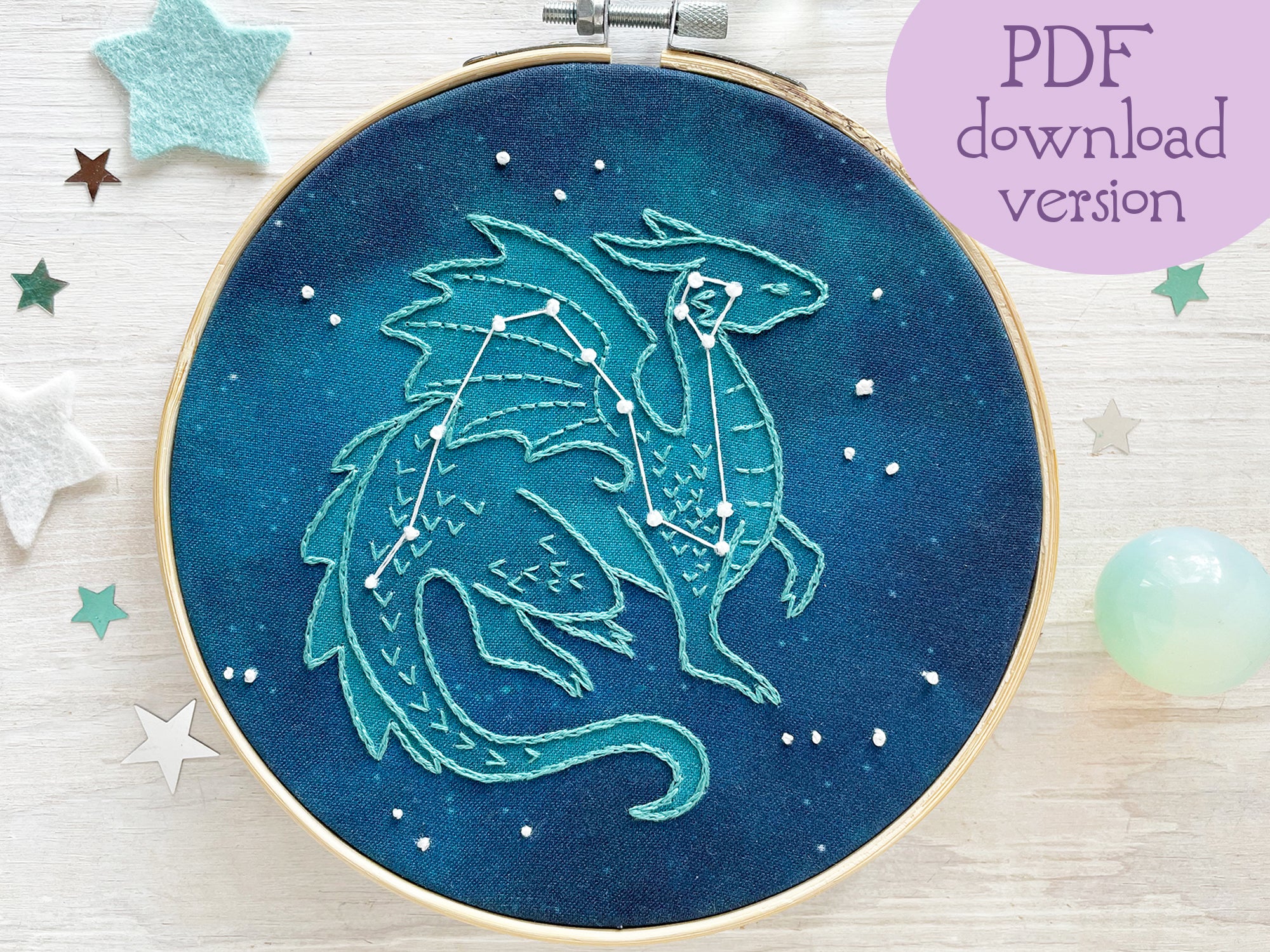 Draco the Dragon constellation Hand Embroidery pattern PDF download ...