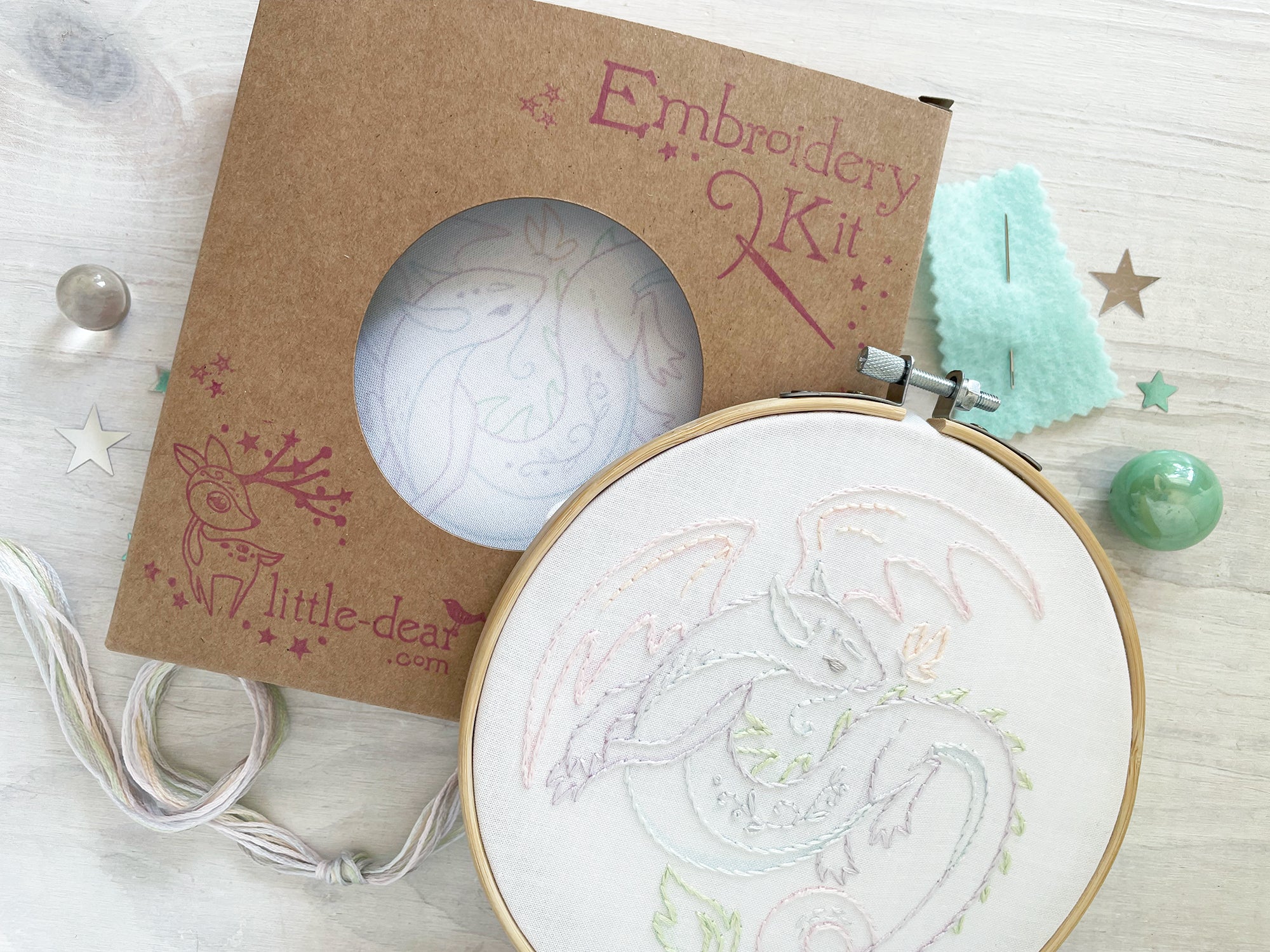 Pastel Dragon Full Kit Beginner Hand Embroidery DIY – Little Dear Shop