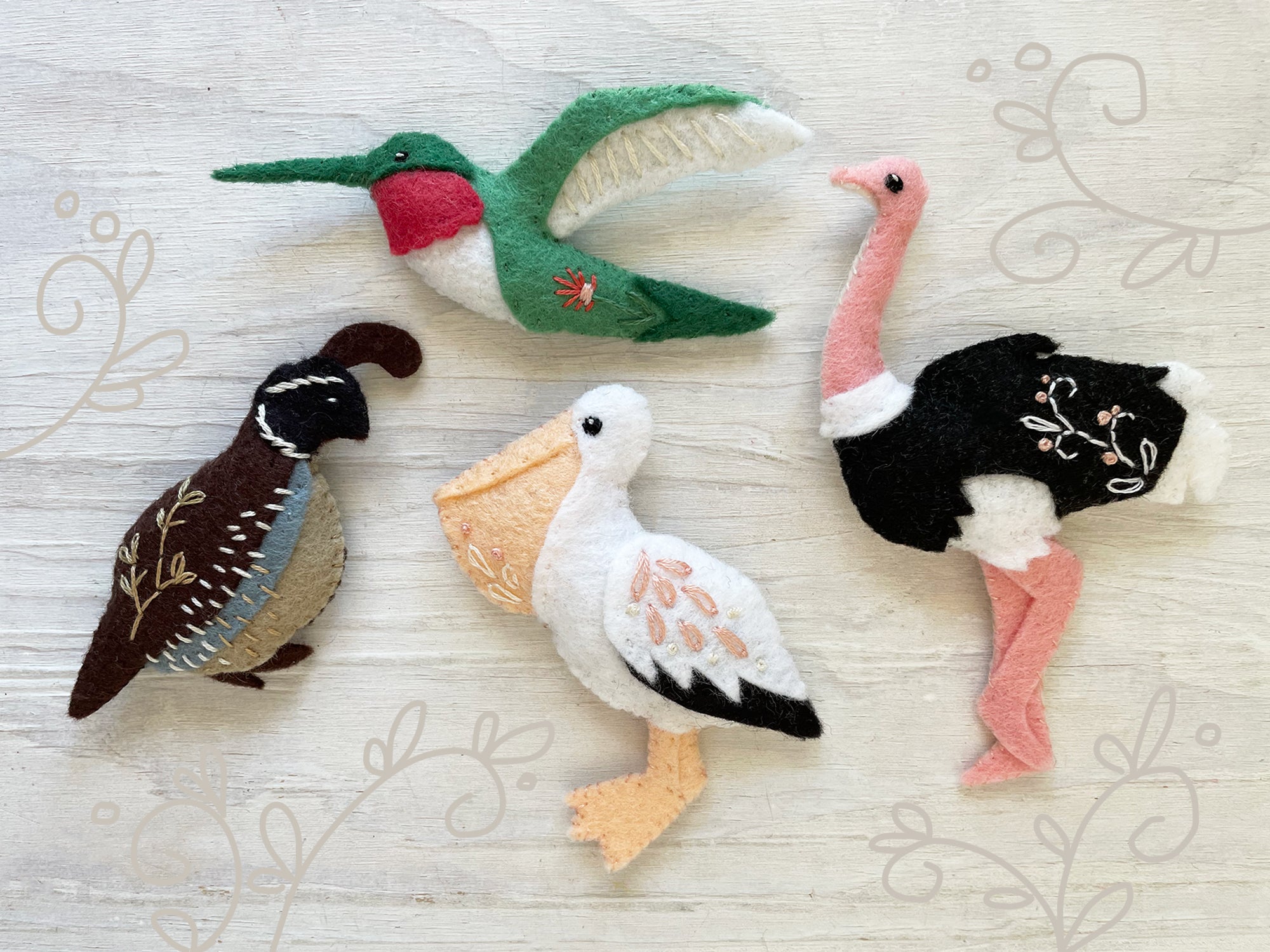 Wild Birds felt animals Sewing Pattern – Little Dear Shop