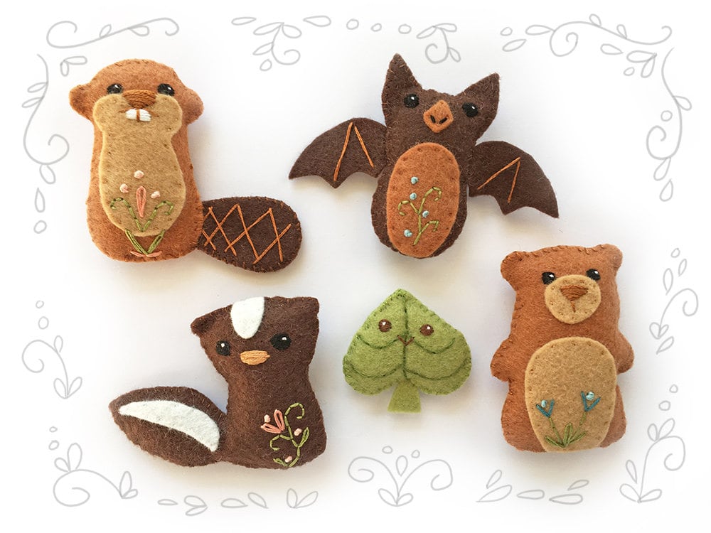 Woodland Creatures set 4 Felt Animals sewing pattern – Little Dear Shop