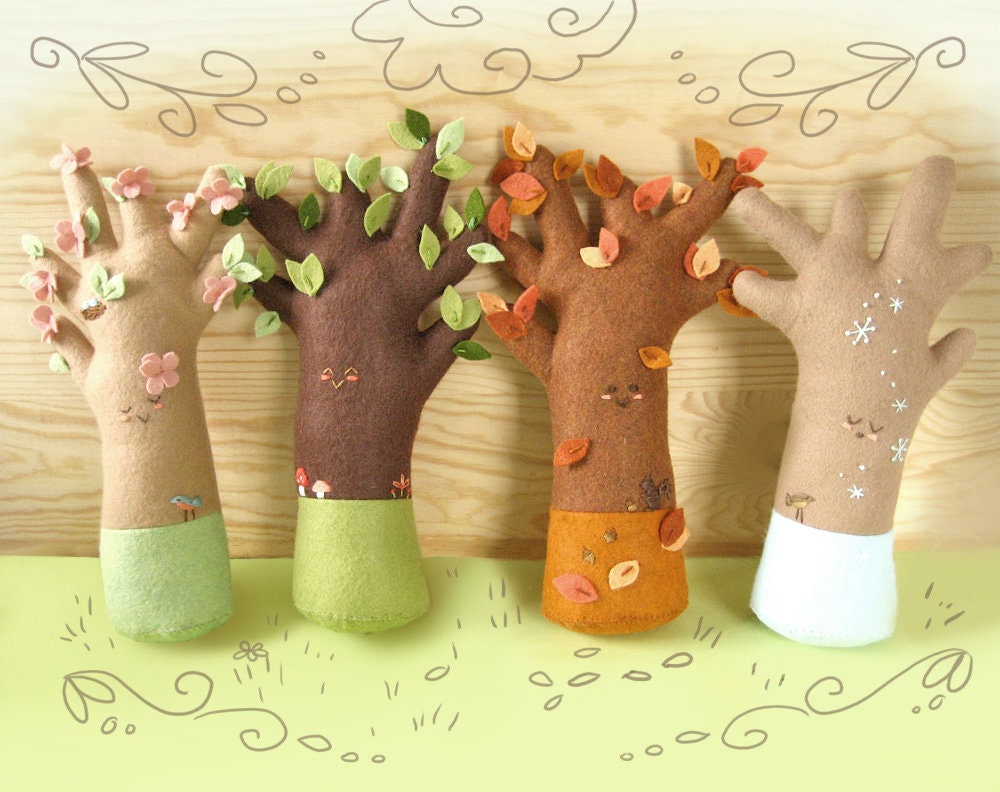 Happy Seasons Trees felt plush sewing pattern – Little Dear Shop