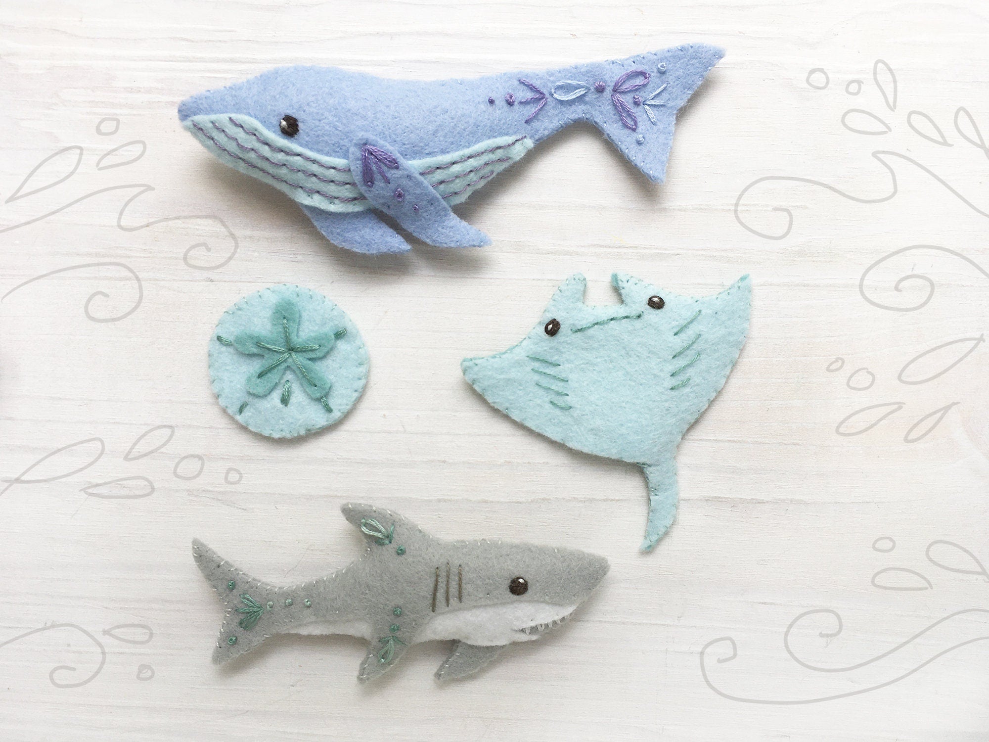 Sea Creatures felt Sewing Pattern set 3 – Little Dear Shop