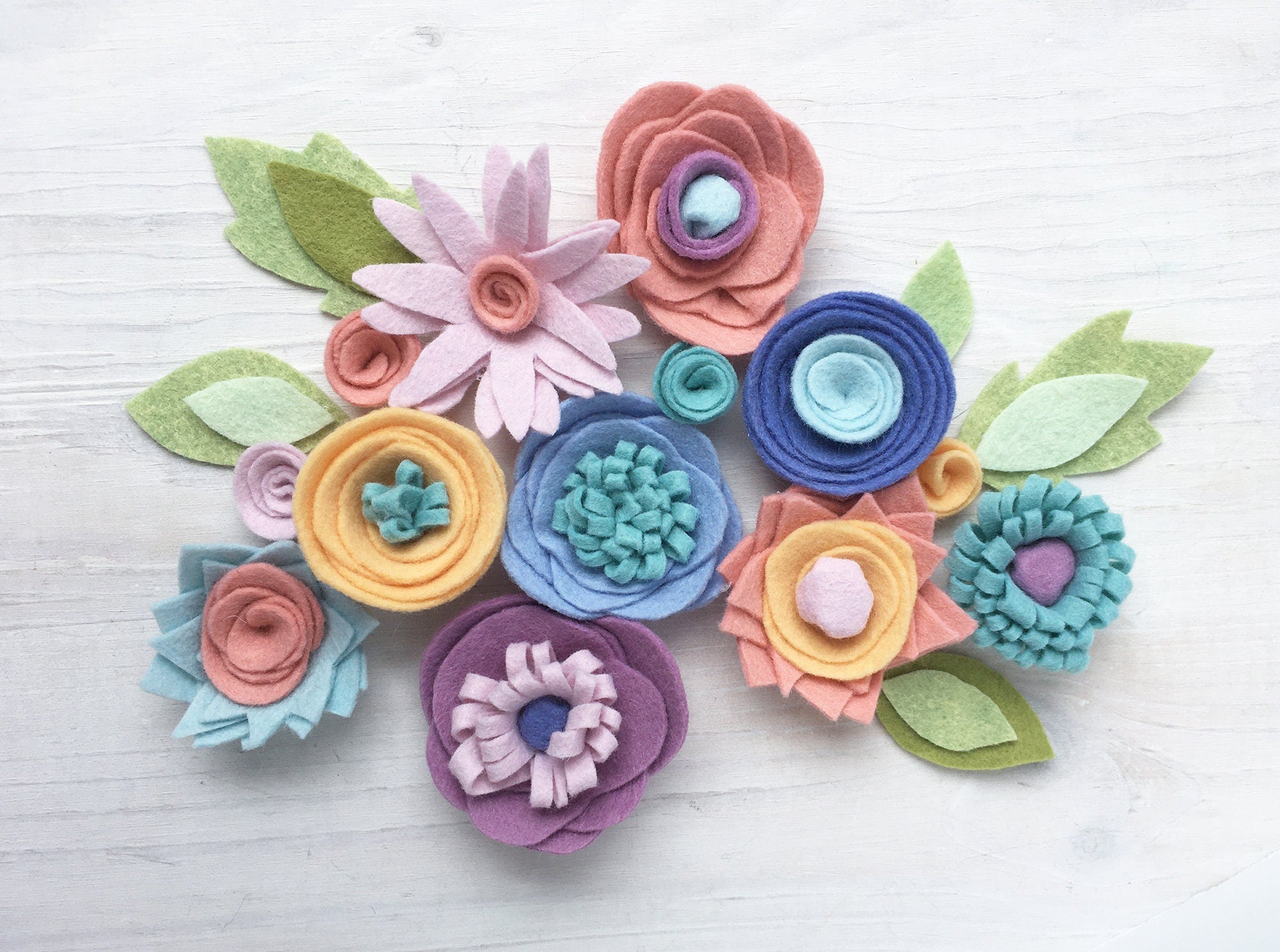Felt Flowers Sewing Pattern for garland, headband, bouquet – Little ...