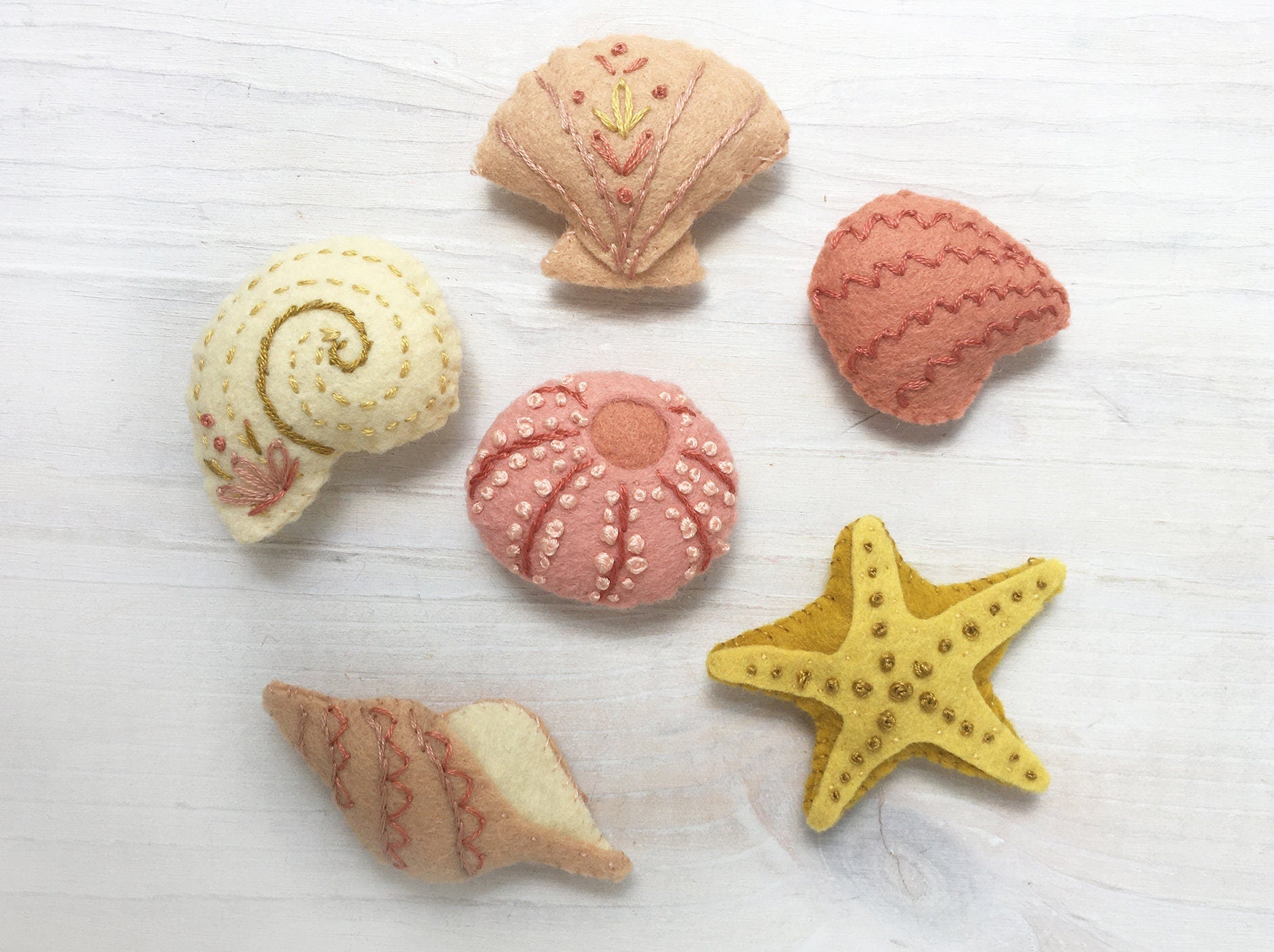 Felt Seashells sewing pattern for shells and beach decor – Little Dear Shop
