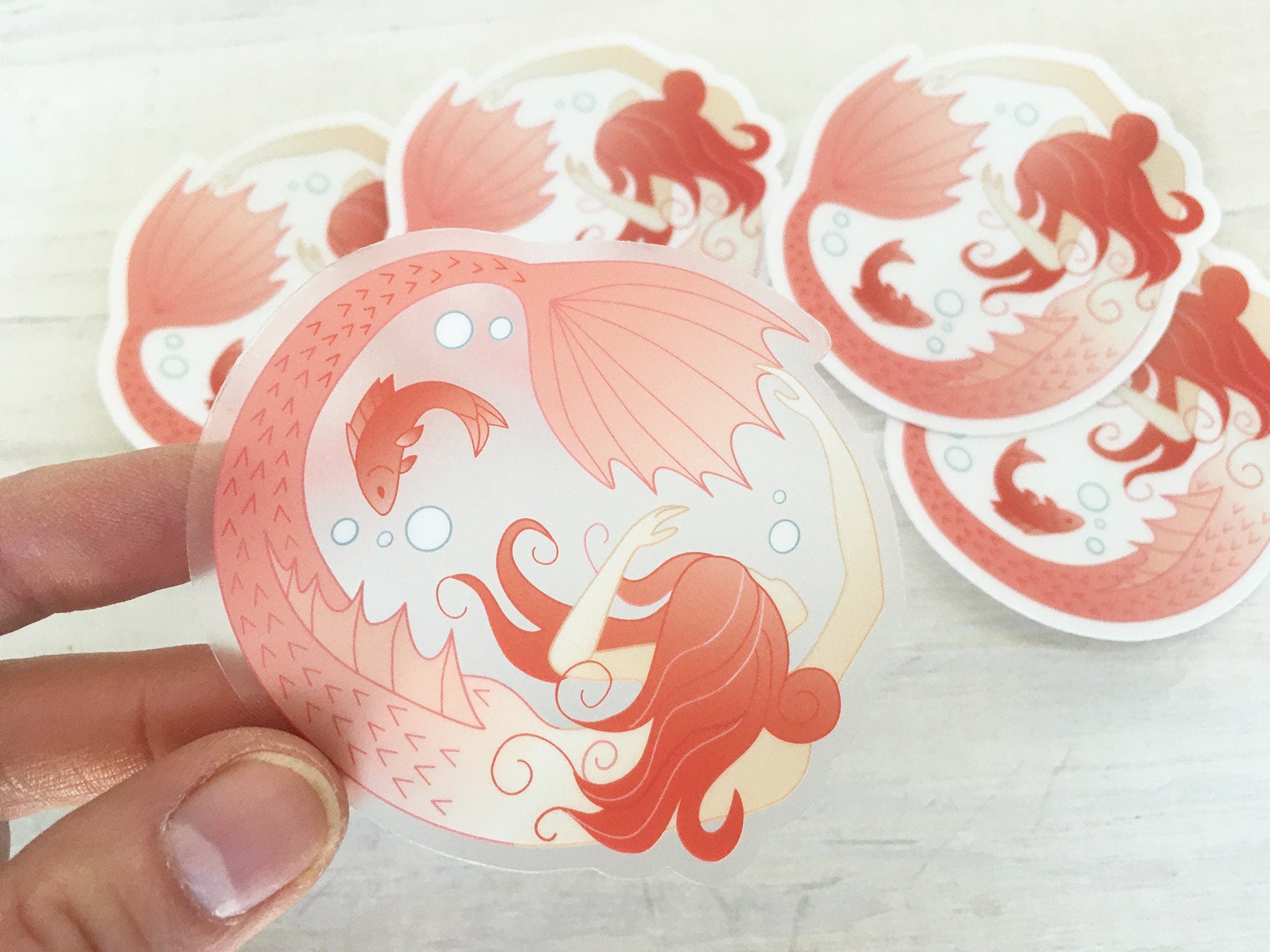 Transparent Mermaid Vinyl Sticker, under water sea creatures – Little ...