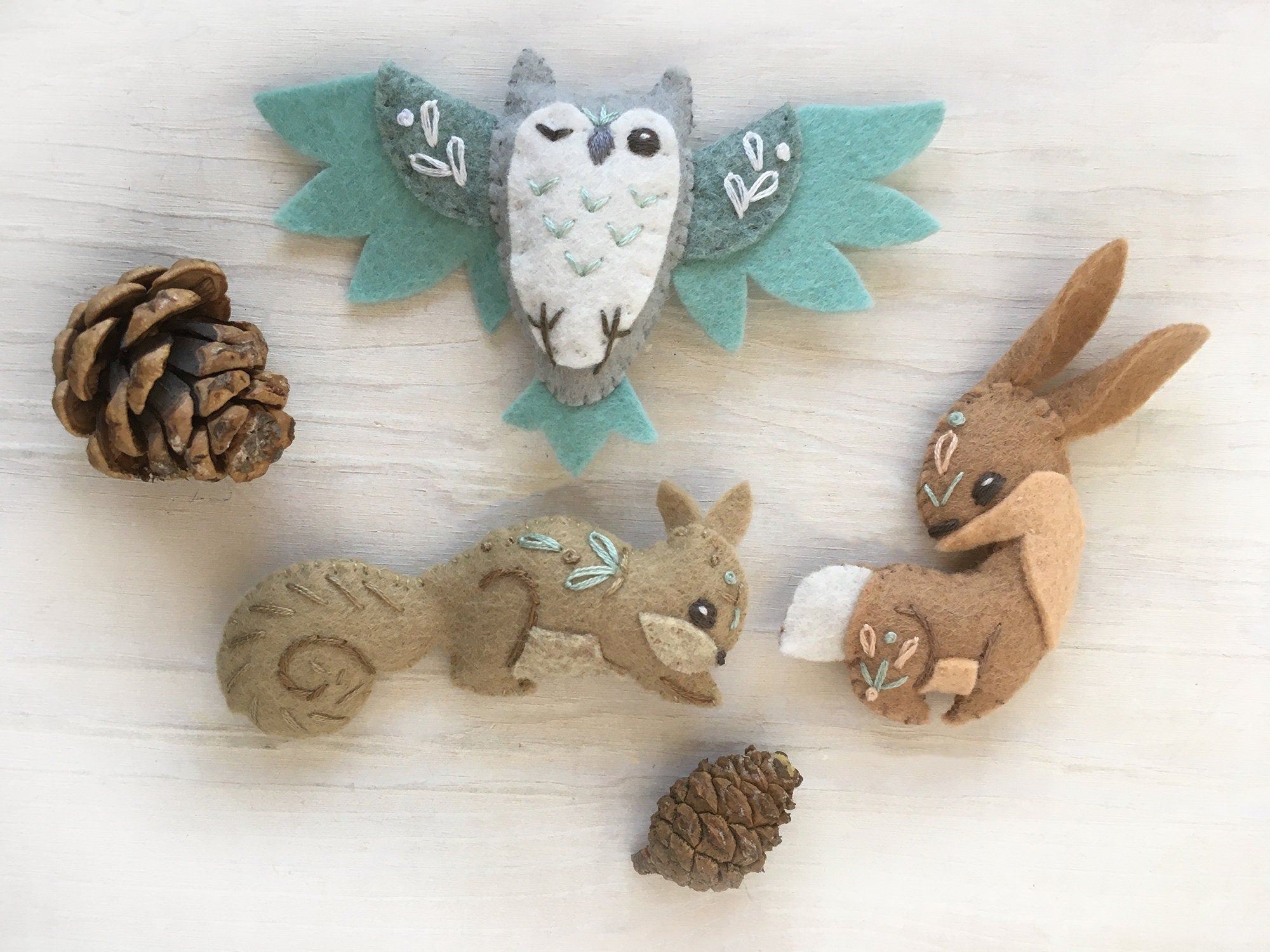 Owl, Rabbit, Squirrel Woodland Creatures felt animals sewing pattern ...