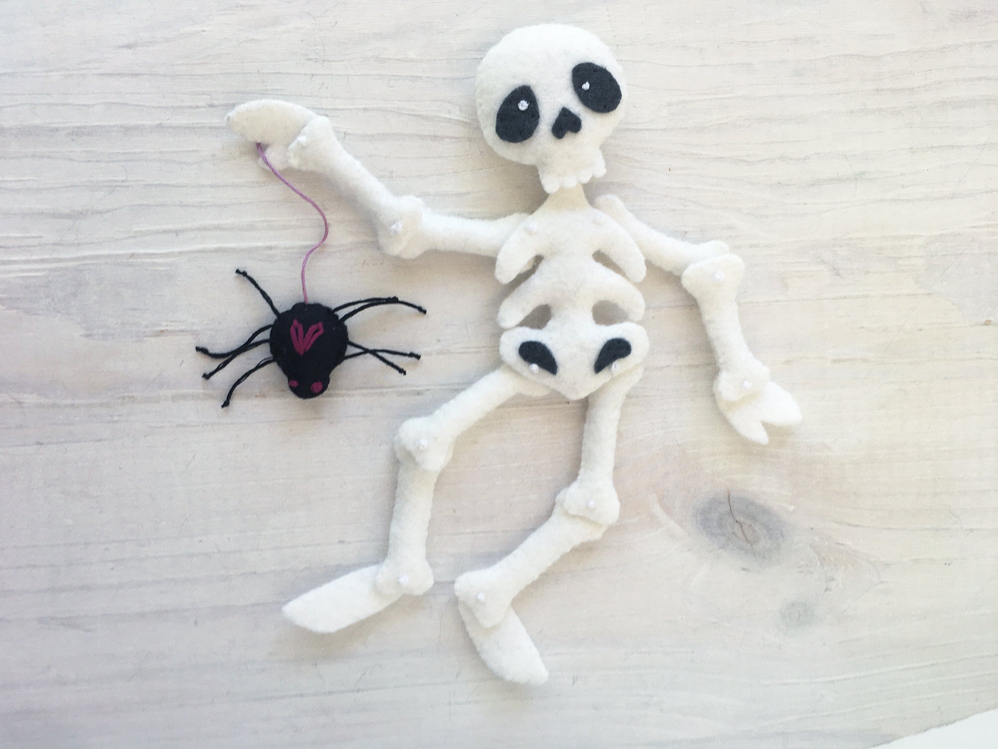 Skelly and Spidey Halloween skeleton felt plush sewing pattern – Little ...